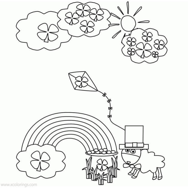 St Patricks Day Coloring Pages Gold and Rainbow - XColorings.com