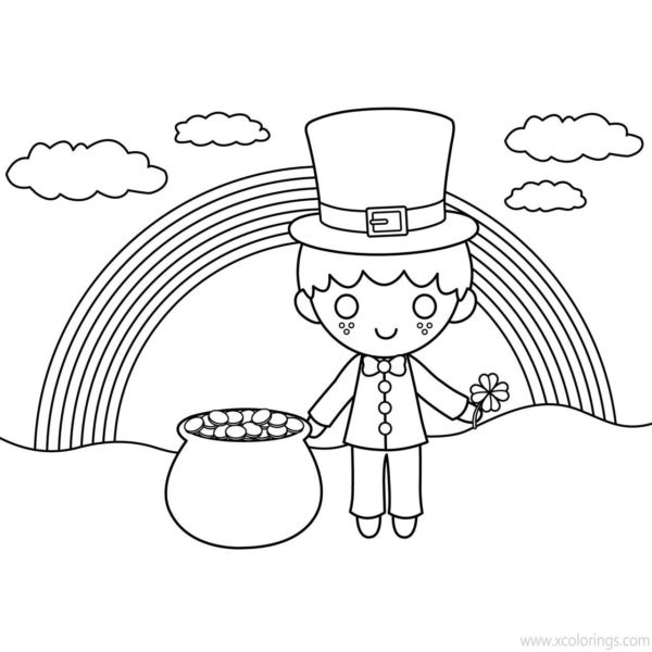 St Patricks Day Coloring Pages Gold and Rainbow - XColorings.com