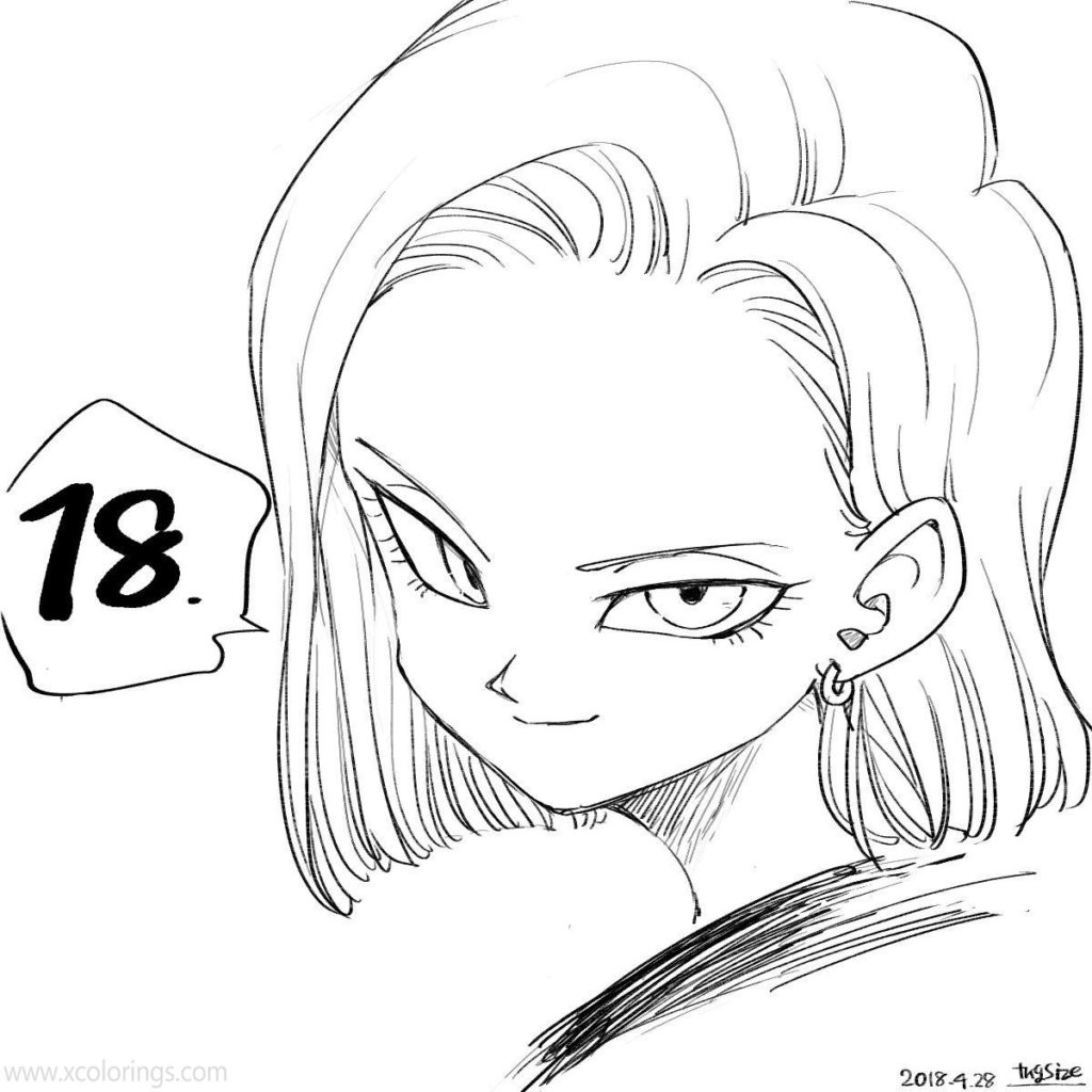 Android 18 Coloring Pages from DBZ - XColorings.com