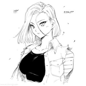 Android 18 Coloring Pages Lineart by lord lucifer kv - XColorings.com