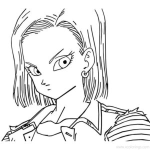 DBZ Android 18 Coloring Pages Lineart - XColorings.com