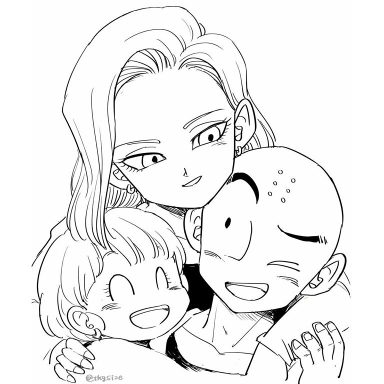 DBZ Android 18 Coloring Pages Lineart - XColorings.com