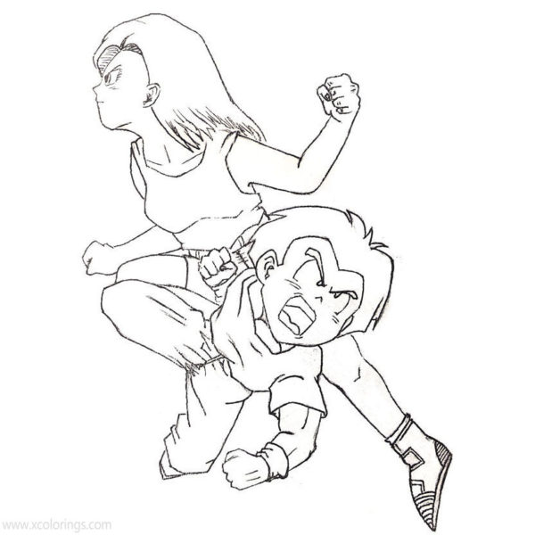 Android 18 Coloring Pages A-17 Lineart by maffo1989 - XColorings.com