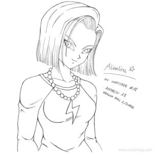 DBZ Android 18 Coloring Pages Lineart - XColorings.com