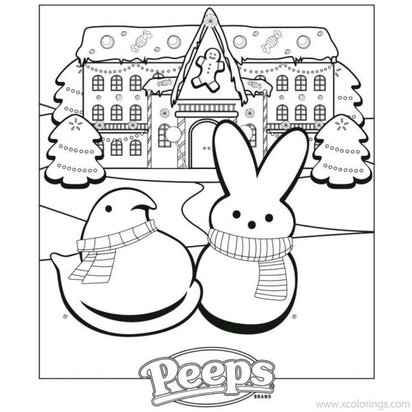 Easter Peeps Coloring Pages with Easter Eggs - XColorings.com