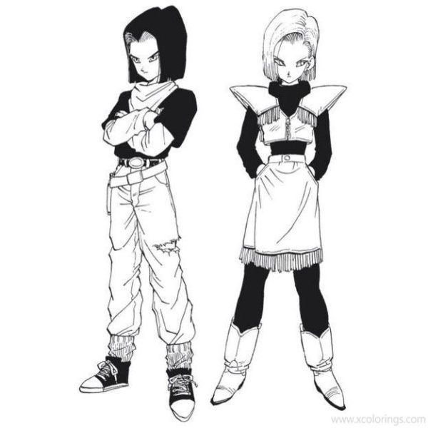 DBZ Android 18 Coloring Pages Lineart - XColorings.com