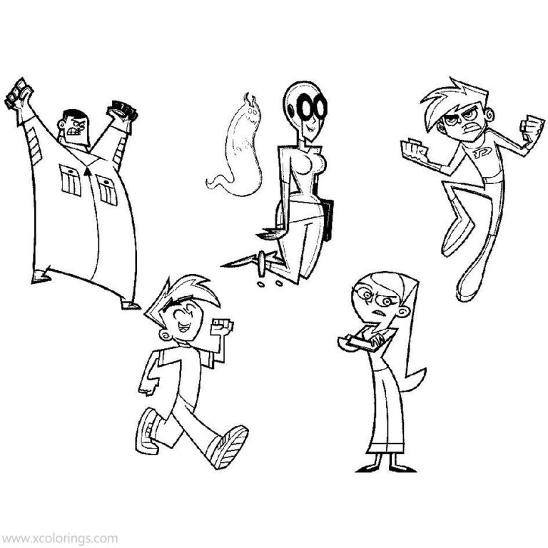 Danny Phantom Coloring Pages Superhero Flying Over the City ...