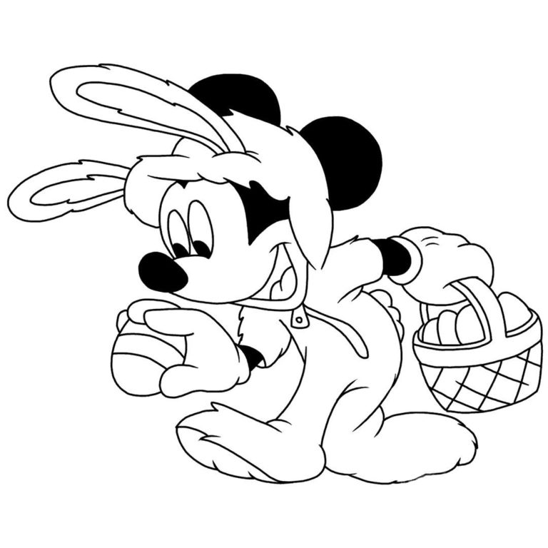 Disney Easter Coloring Pages Minnie Mouse Bunny - XColorings.com