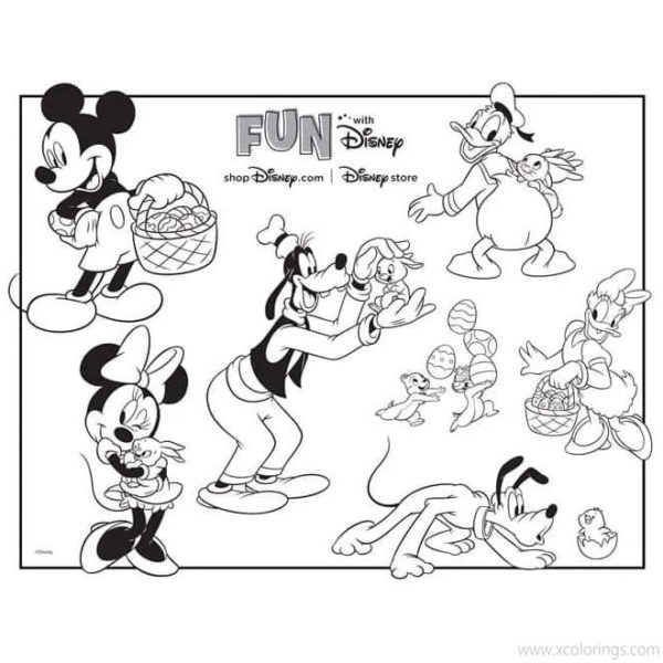 Disney Easter Coloring Pages Mickey Mouse and Minnie Mouse with Easter ...