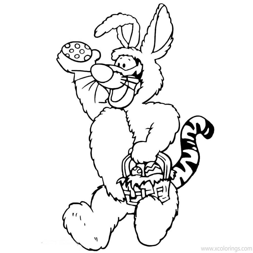 Disney Winnie The Pooh Easter Coloring Pages Tigger is Painting Easter ...