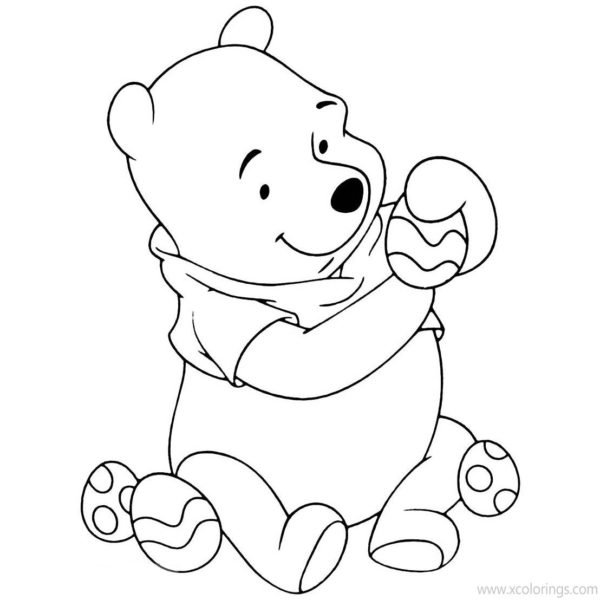 Disney Winnie The Pooh Easter Coloring Pages Eeyore with Easter Eggs ...