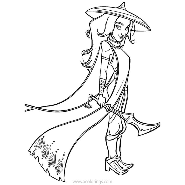 Raya And The Last Dragon Coloring Pages Raya with Sword - XColorings.com