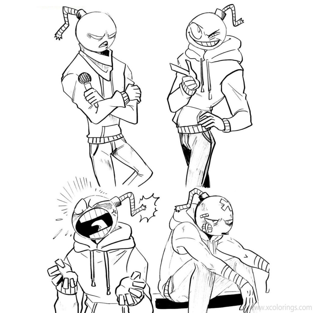 Friday Night Funkin Coloring Pages Boyfriend Outline - XColorings.com