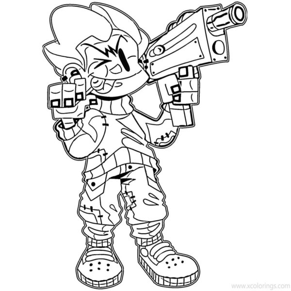 Friday Night Funkin Coloring Pages Whitty Lineart - XColorings.com