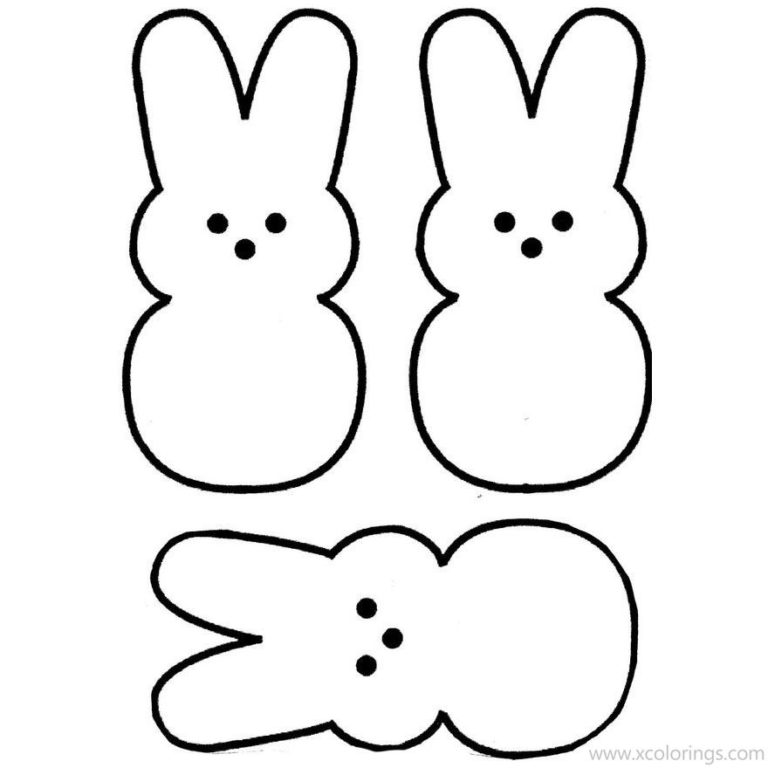Easter Peeps Coloring Pages with Easter Eggs - XColorings.com