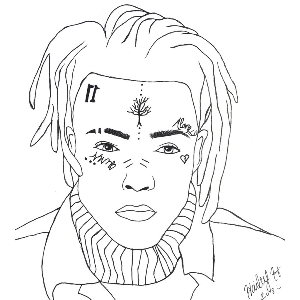 Lil Pump Coloring Pages Line Art - XColorings.com