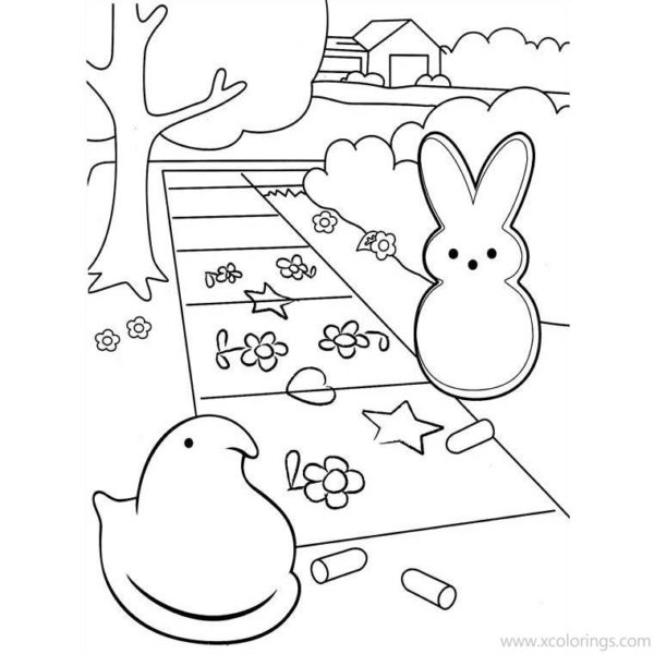 Peeps Coloring Pages Bunnies Template - XColorings.com