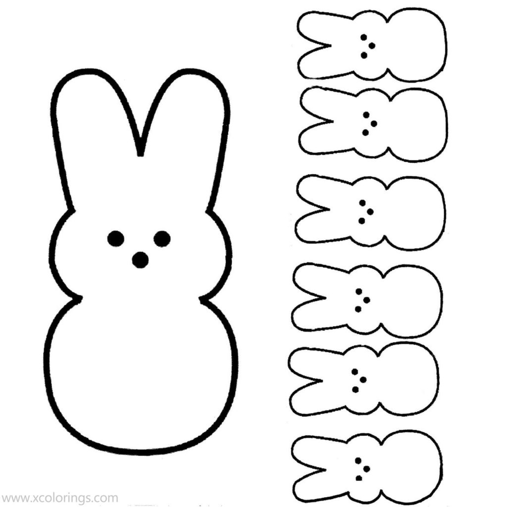 Bunnies from Peeps Coloring Pages - XColorings.com