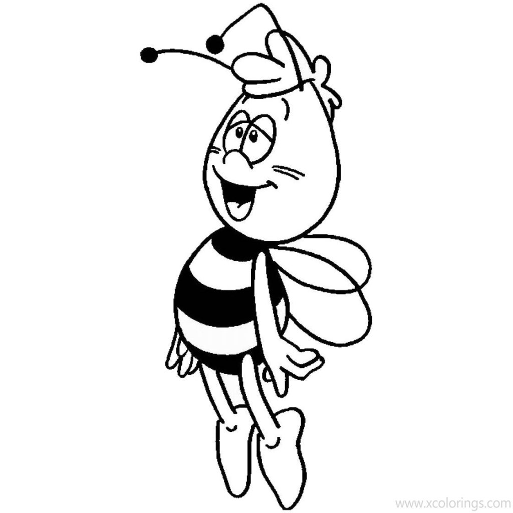 Maya the Bee Coloring Pages Maya is Writing - XColorings.com