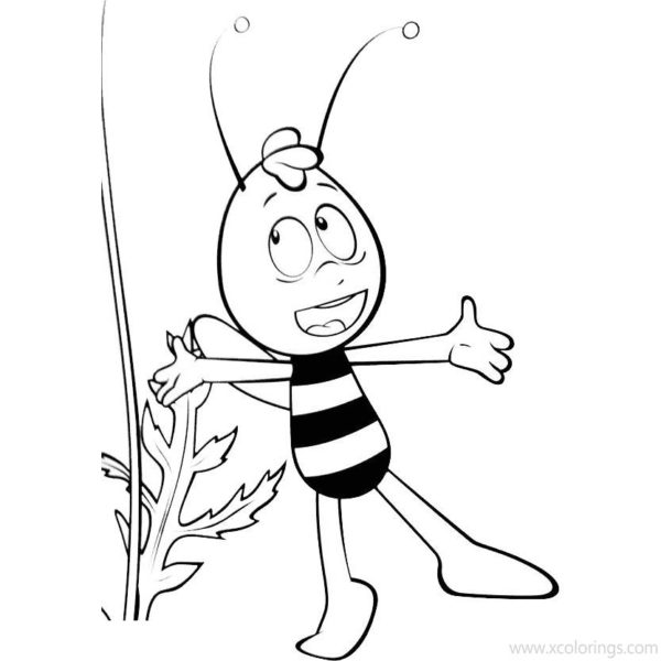 Maya the Bee Flying with Willy Coloring Pages - XColorings.com