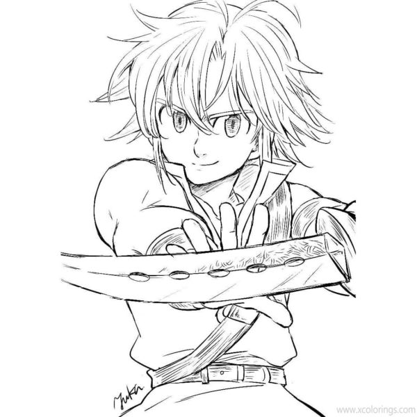 The Seven Deadly Sins Meliodas Coloring Pages - XColorings.com