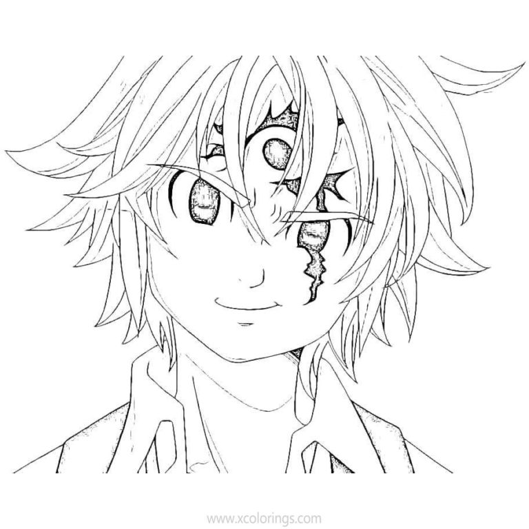The Seven Deadly Sins Coloring Pages Meliodas and Elizabeth Outline ...