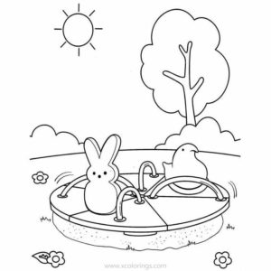 Marshmallow Peeps Coloring Pages 3 Chicks and 3 Bunnies - XColorings.com
