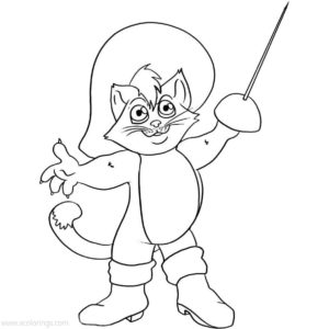 Puss in Boots Coloring Pages Cats are Dancing - XColorings.com