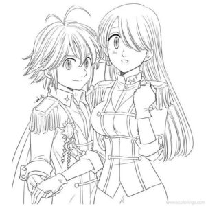 The Seven Deadly Sins Coloring Pages Meliodas with Dagger - XColorings.com