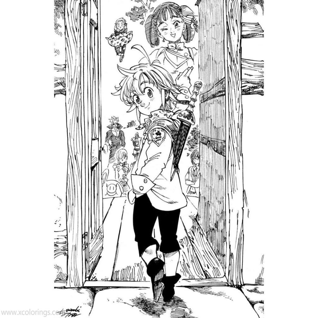 The Seven Deadly Sins Coloring Pages Meliodas Sketch - XColorings.com