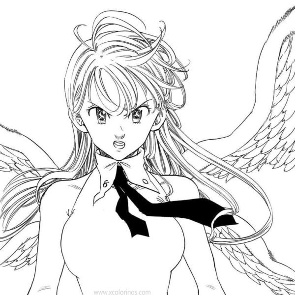The Seven Deadly Sins Coloring Pages Meliodas and Elizabeth Outline ...