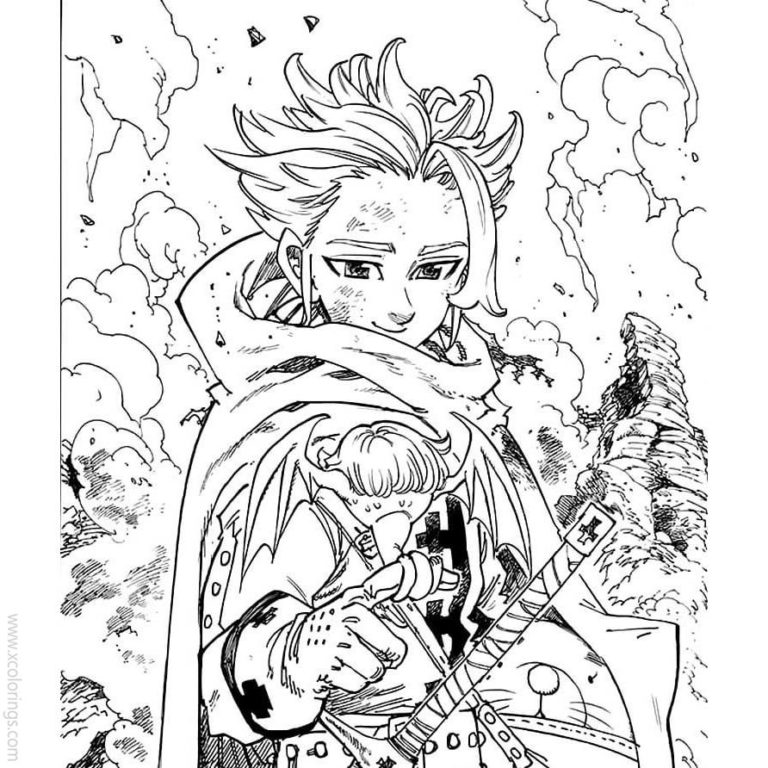 The Seven Deadly Sins Coloring Pages Meliodas with Dagger - XColorings.com