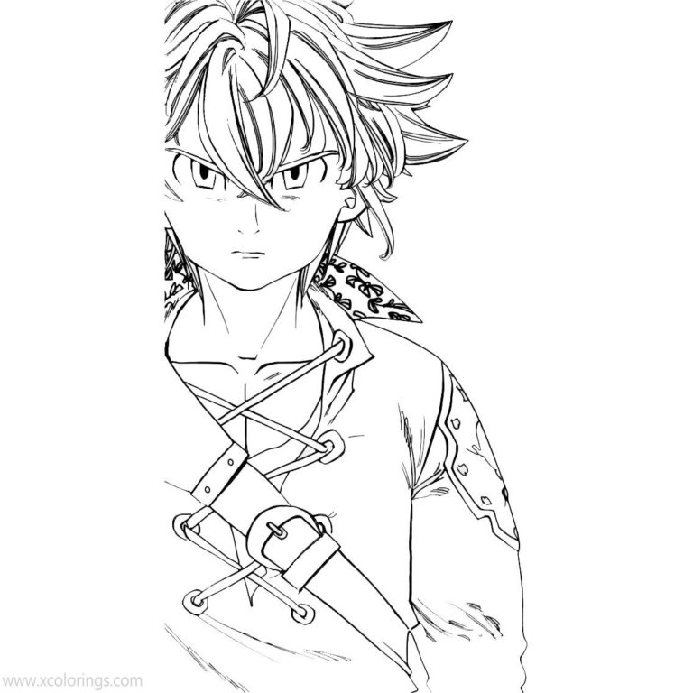 The Seven Deadly Sins Coloring Pages Meliodas and Elizabeth Outline ...