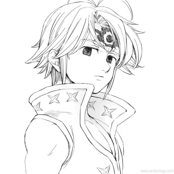 The Seven Deadly Sins Coloring Pages Meliodas and Elizabeth Outline ...