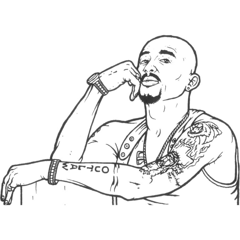Tupac Coloring Pages Lineart by bainszi09 - XColorings.com