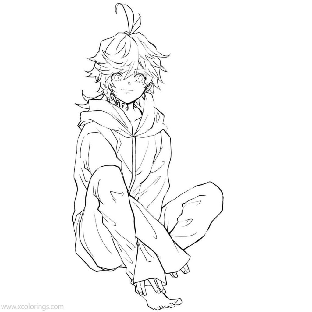 The Promised Neverland Coloring Pages Emma Outline - XColorings.com