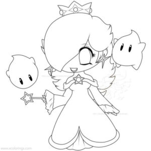 Rosalina and Luma Coloring Pages Lineart - XColorings.com