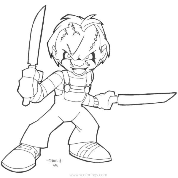 Chucky Coloring Pages Lineart by eyball - XColorings.com