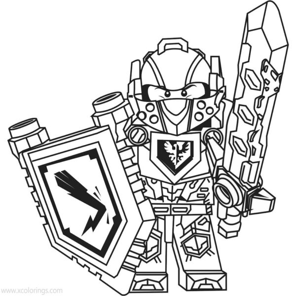 LEGO NEXO Knights Coloring Pages Clay with Weapons - XColorings.com