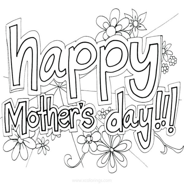 Happy Mother's Day Card Coloring Pages Printable - XColorings.com