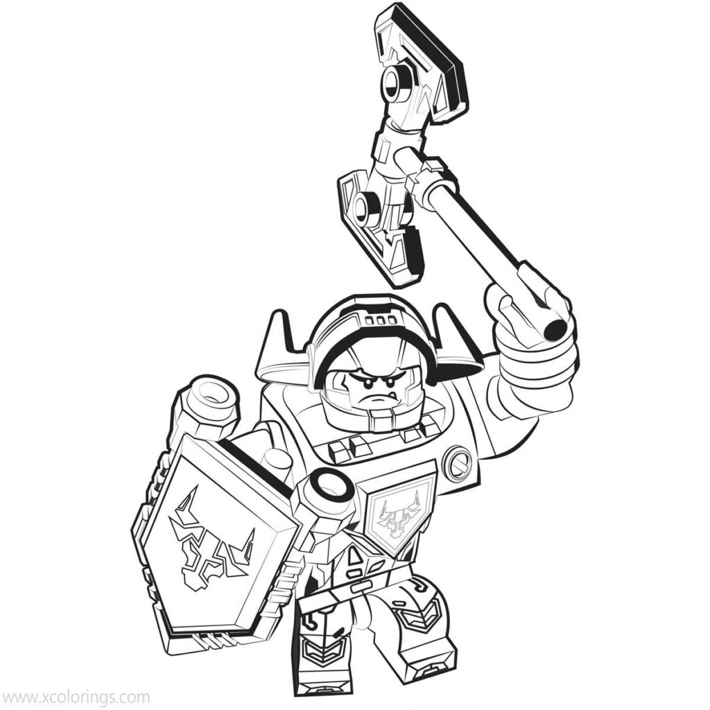 LEGO NEXO Knights Coloring Pages Clay with Weapons - XColorings.com