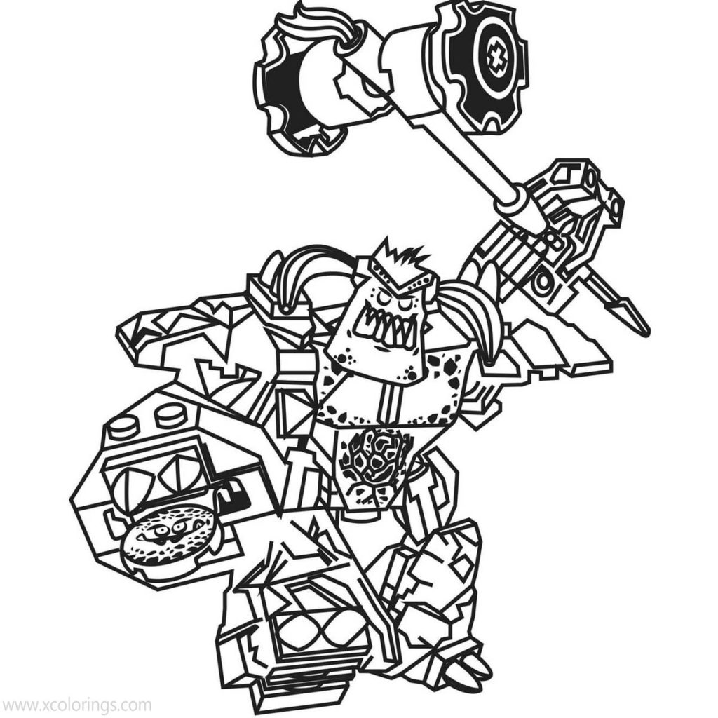 LEGO NEXO Knights Coloring Pages Clay with Weapons - XColorings.com