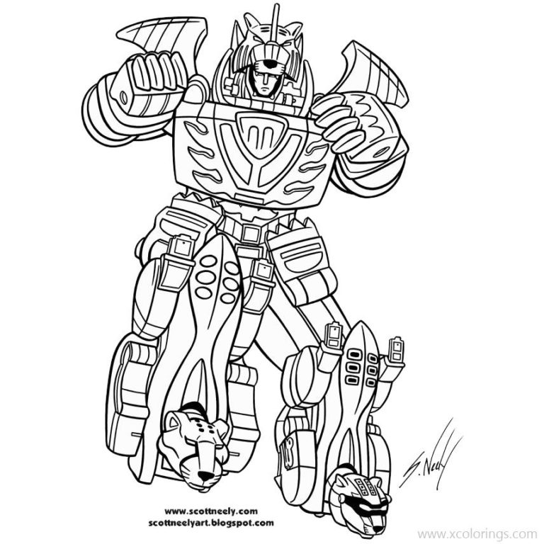Power Rangers Dino Charge Coloring Pages Red Zord - XColorings.com