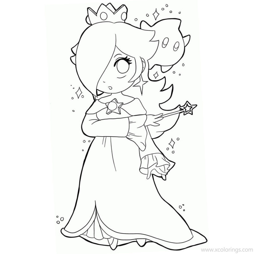 Rosalina and Luma Coloring Pages Lineart - XColorings.com