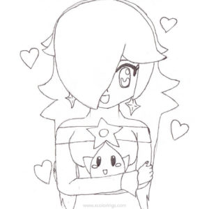 Rosalina and Luma Coloring Pages Lineart - XColorings.com