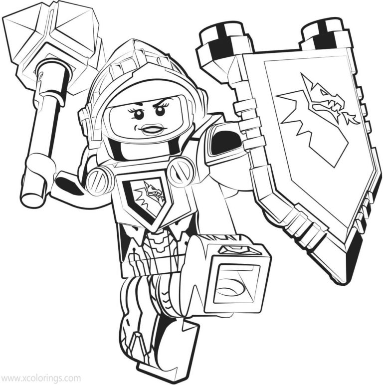 LEGO NEXO Knights Coloring Pages Clay with Weapons - XColorings.com