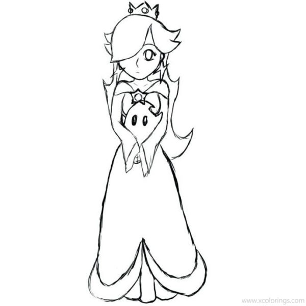 Rosalina and Luma Coloring Pages Lineart - XColorings.com