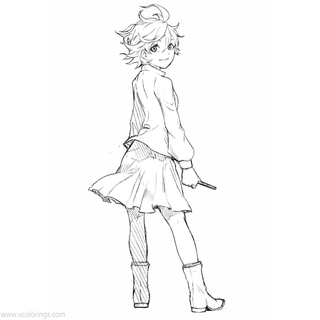 The Promised Neverland Coloring Pages Emma Outline - XColorings.com
