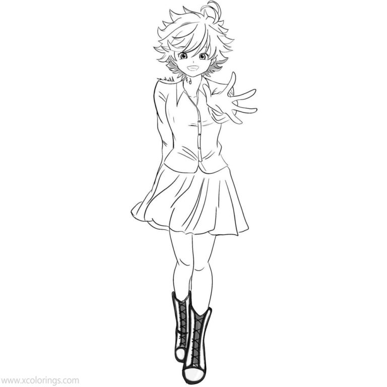 The Promised Neverland Coloring Pages Emma Outline - XColorings.com