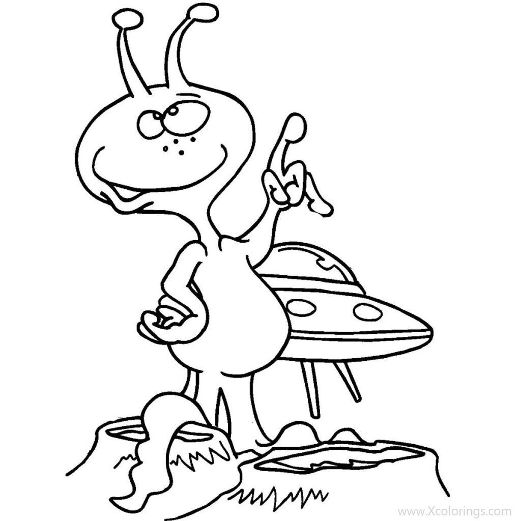 Cute Alien with Magic Coloring Pages - XColorings.com
